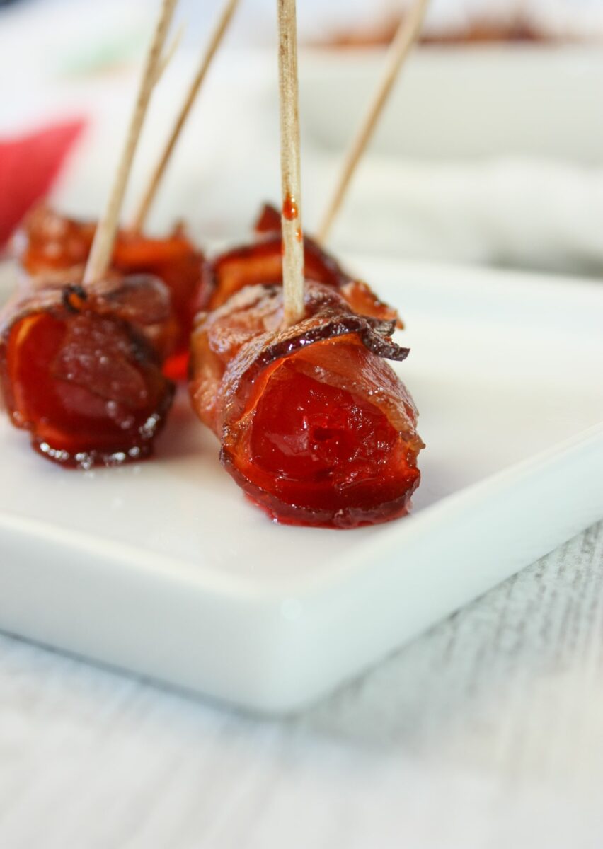 Bacon Wrapped Cherries - Kiss Gluten Goodbye