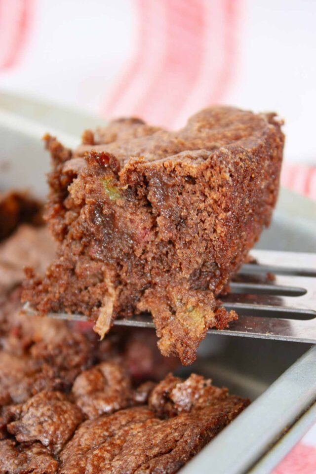 Chocolate Rhubarb Brownies - Gluten Free - Kiss Gluten Goodbye